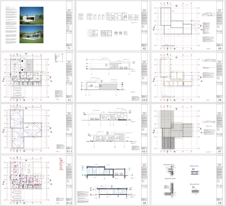 Modern House Plan Area 1539 Sq/ft CAD PDF Set - Etsy