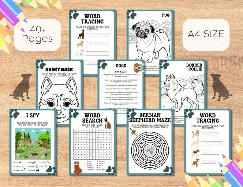 Dog Breeds Childrens Animal Coloring & Activity Book - Etsy Australia