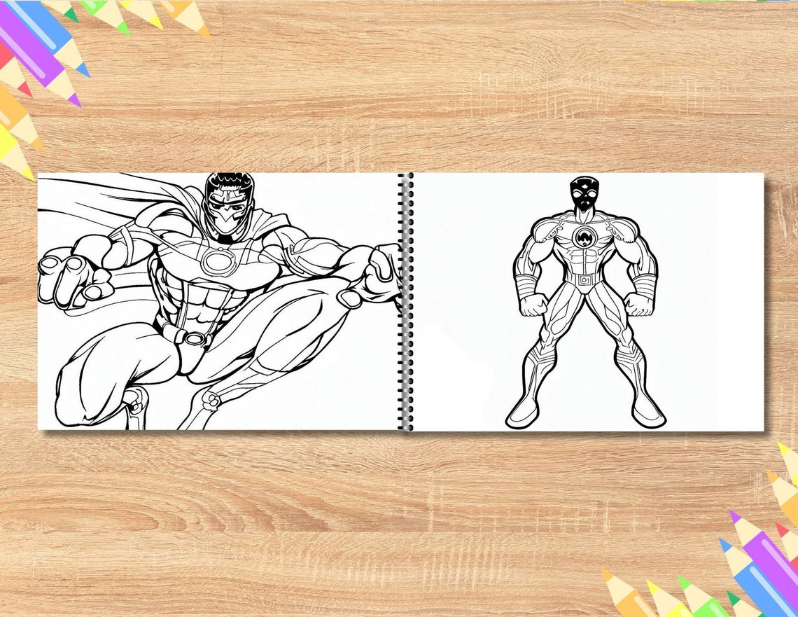 Superhero Coloring Book PDF Printable Download Coloring Pages Digital ...