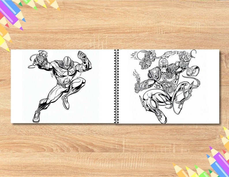 Superhero Coloring Book PDF Printable Download Coloring Pages Digital ...