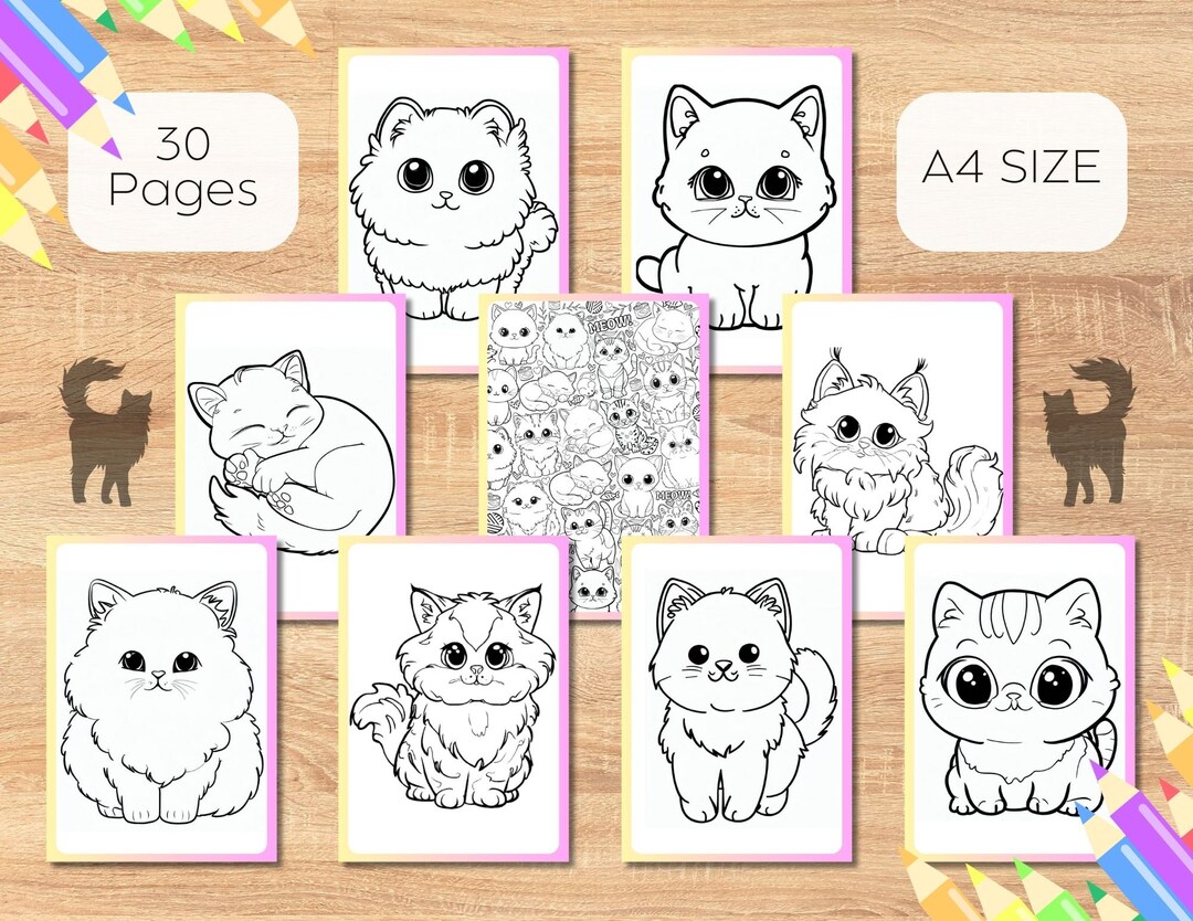 Cute Kitties | Cat Coloring Book | Childrens Coloring | Ebook | PDF ...