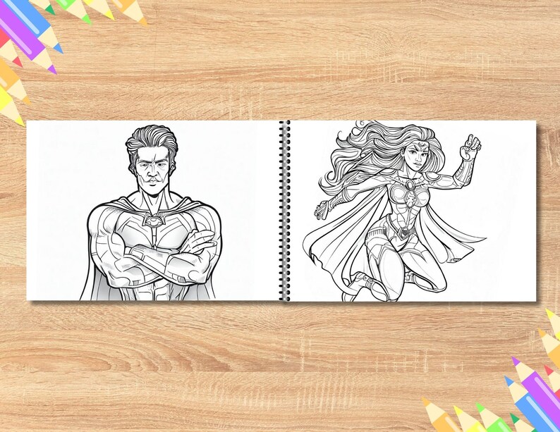 Superhero Coloring Book PDF Printable Download Coloring Pages Digital ...