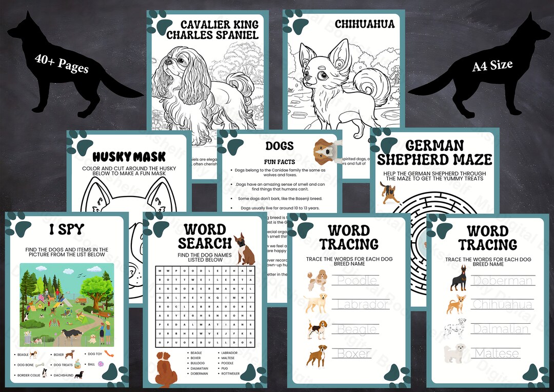 Dog Breeds Childrens Animal Coloring & Activity Book - Etsy