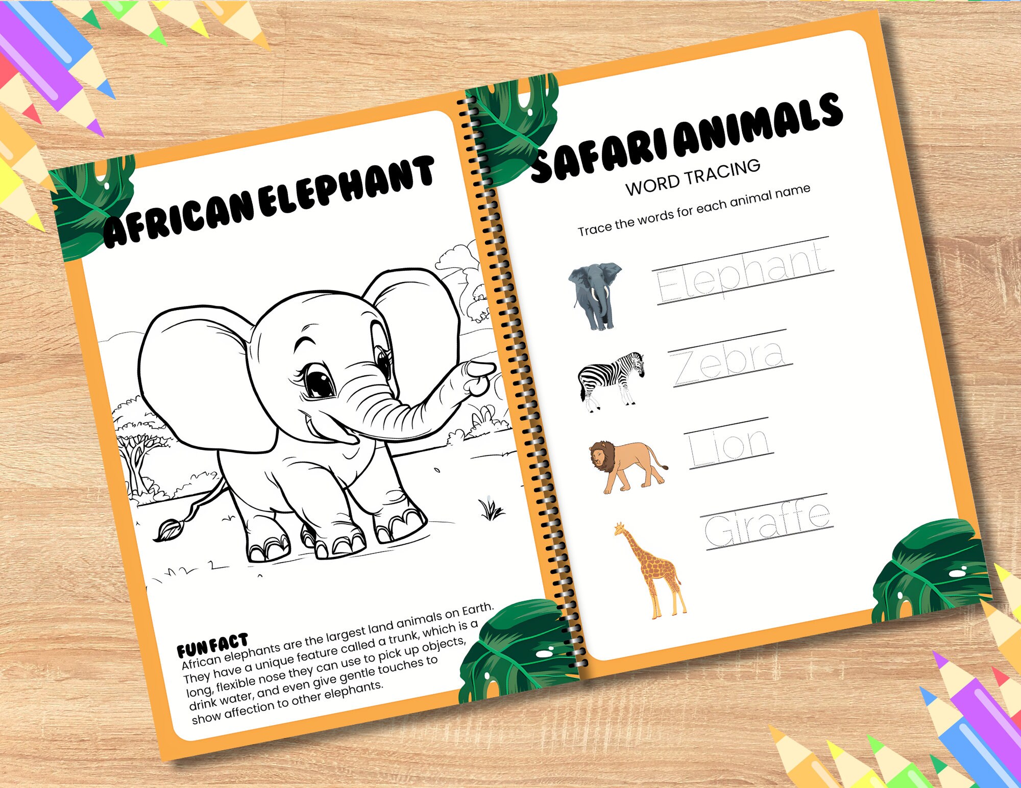 Safari Animals Childrens Activity & Coloring Book Ebook - Etsy