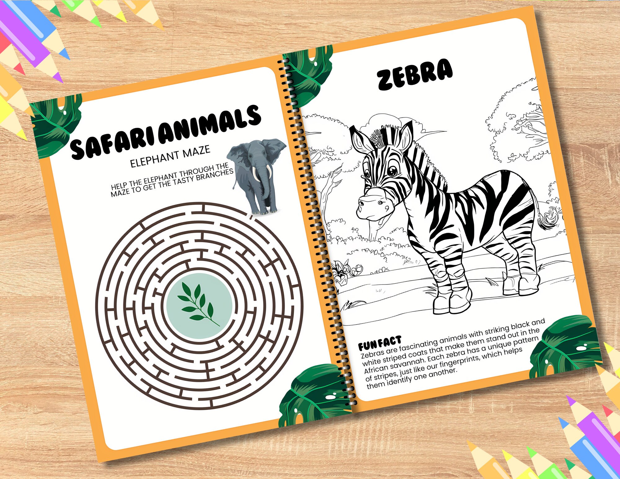 Safari Animals Childrens Activity & Coloring Book Ebook - Etsy