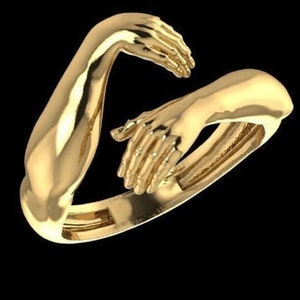 Hands Hugging Finger Ring 925 Sterling Silver Hug Ring Unique Silver ...