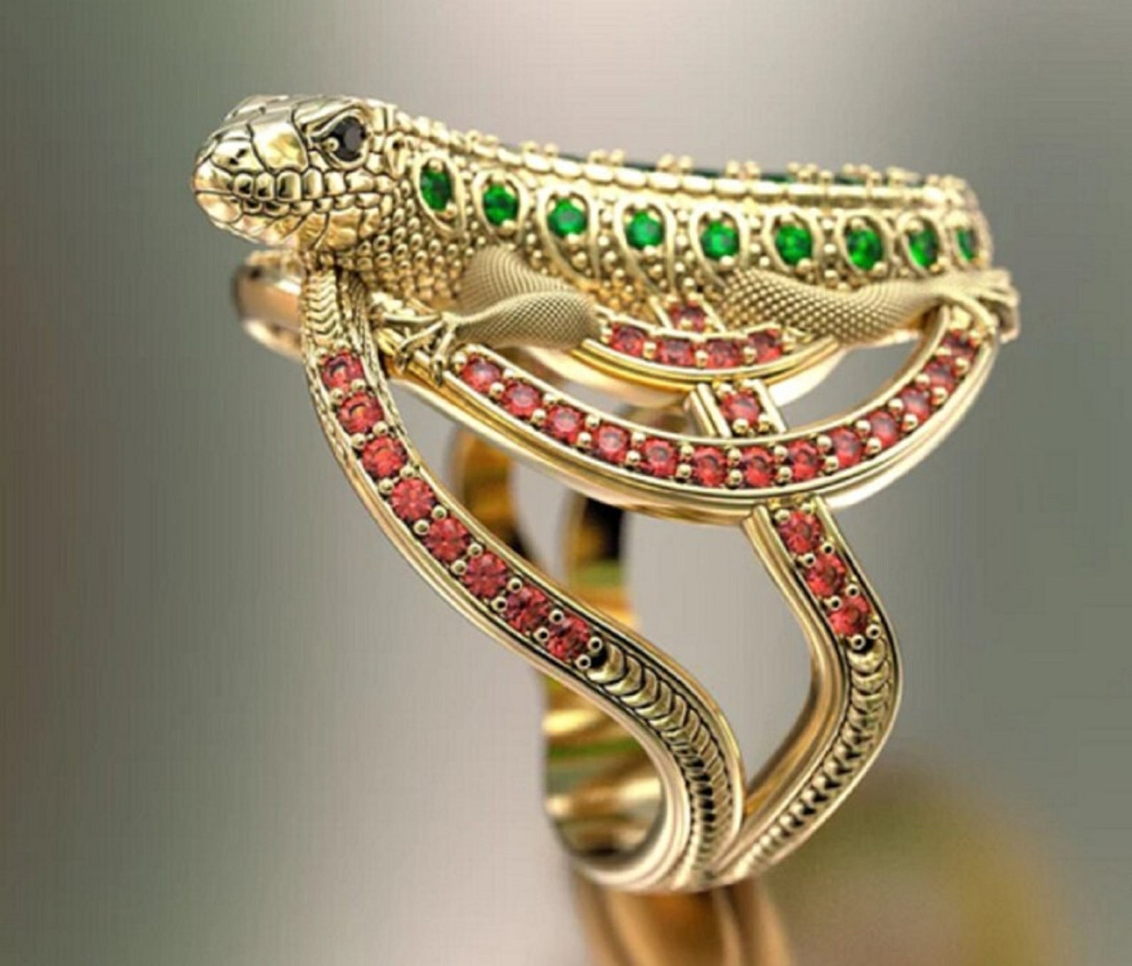 Lizard Diamond Ring, Unique Lizard Ring, 925 Silver Ring , Lizard ...