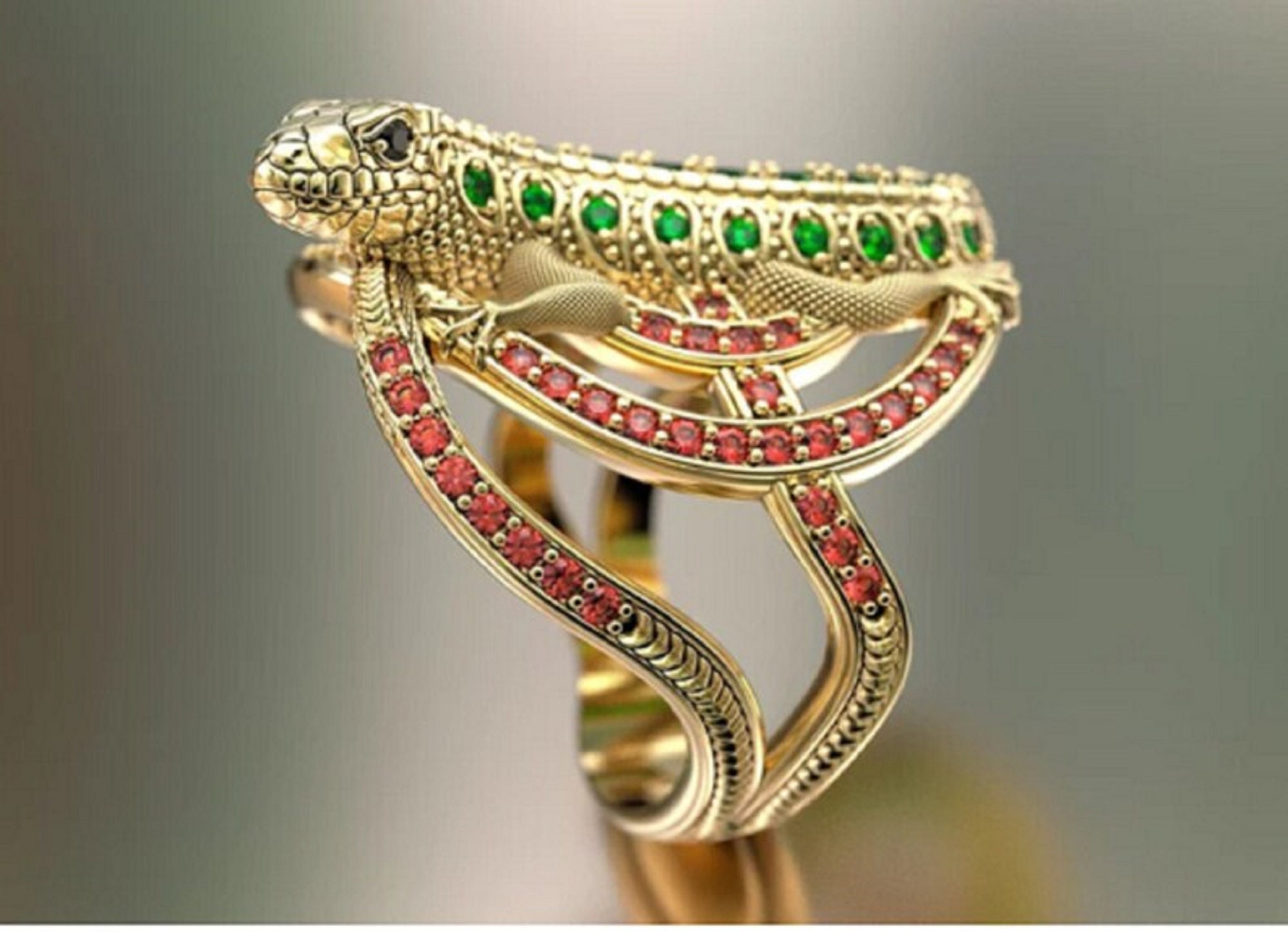 Lizard Diamond Ring, Unique Lizard Ring, 925 Silver Ring , Lizard Diamond Ring, Animal Lizard ...