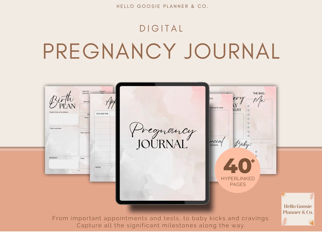 Digital Pregnancy Journal, Pregnancy Planner, Pregnancy Tracker, Expectant Mom Gift, Baby Bump ...