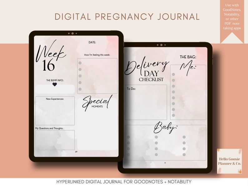 Digital Pregnancy Journal, Pregnancy Planner, Pregnancy Tracker, Expectant Mom Gift, Baby Bump ...