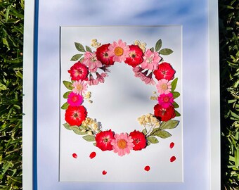 Pressed Flower Art Dried Flowers Wall Art in Large Black Hanging Frame ...