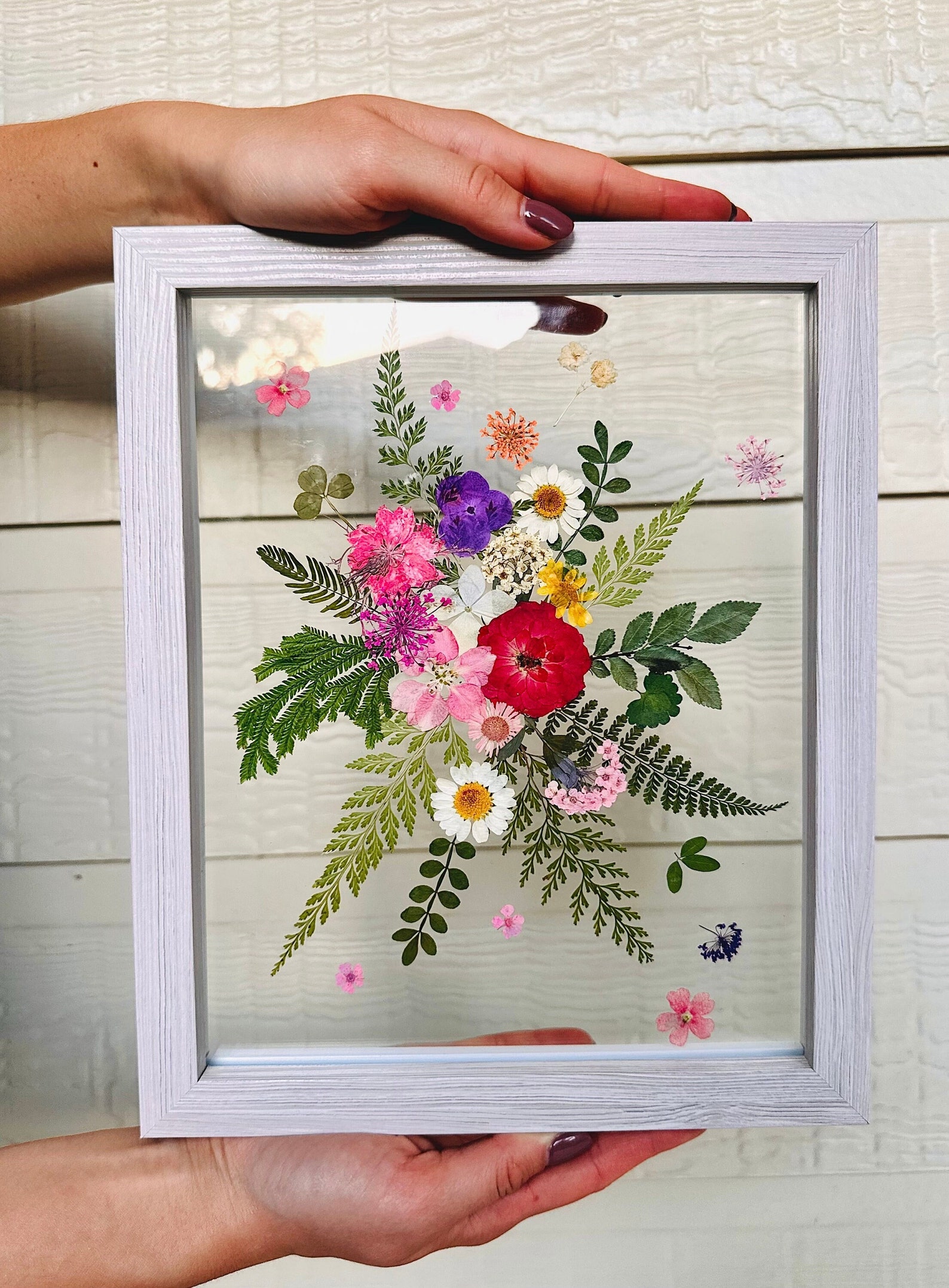 Pressed Flower Art Dried Flowers in Double Glass Floating Frame - Etsy