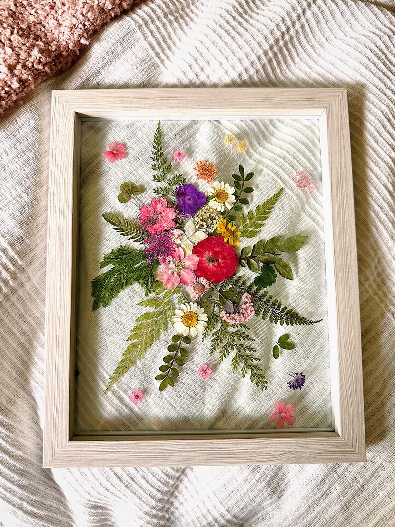 Pressed Flower Art Dried Flowers in Double Glass Floating Frame - Etsy