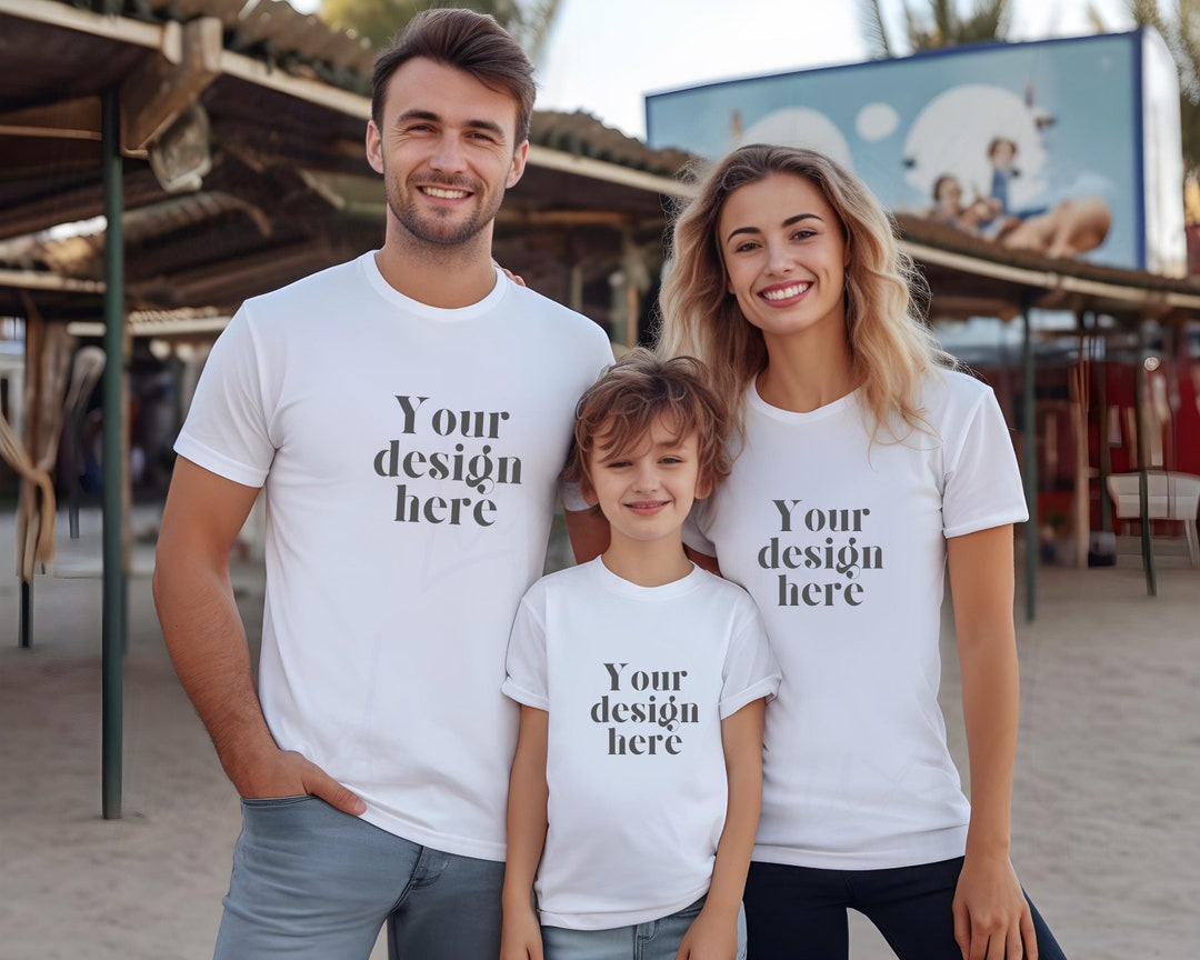 Family Mockup, Family Model Mockup, Bella Canvas 3001 and 3001T White ...