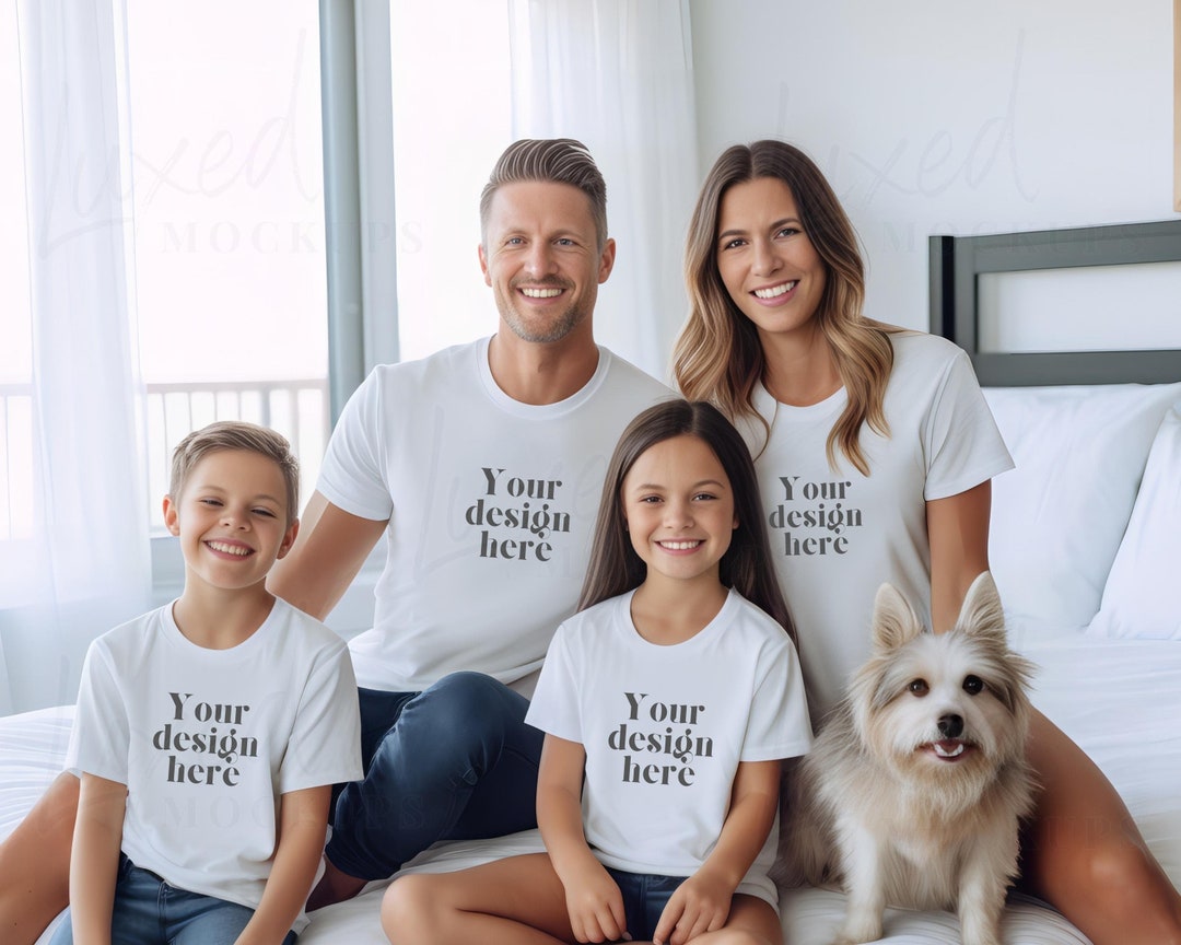 Family Mockup, Family Model Mockup, Bella Canvas 3001 and 3001T White Mockup, Mom and Toddler ...