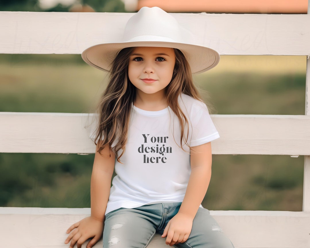 Kids Gildan T-shirt Mockup Model, Childs White Shirt Mock Up, Baby Tee ...