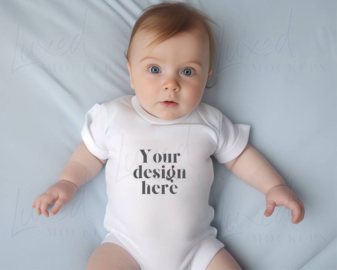Adorable Baby White Onesie Model Mockup - Etsy