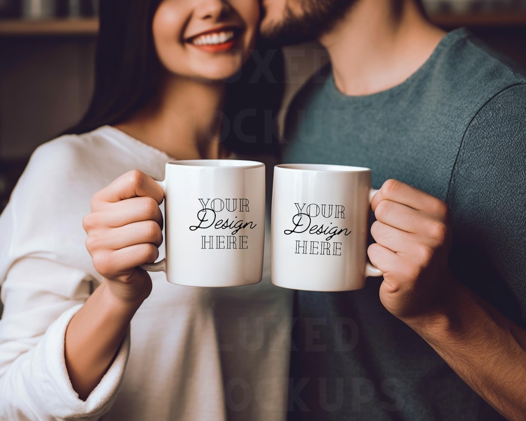 Couple Double Mug Mockup, Blank Mug Mockup, Coffee Mug Mock Up, Mug ...