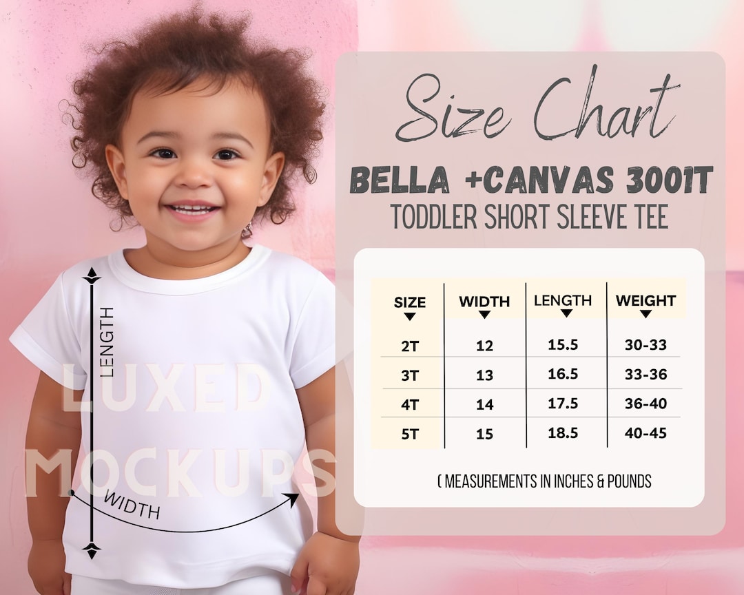 Toddler Bella Canvas 3001T Size Chart, Toddler Shirt Size Chart, Kids ...
