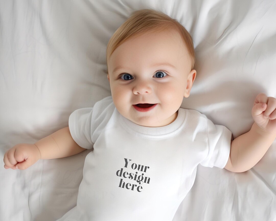 Cute Baby Tshirt Mockup, Babygrow White Mockup Toddler Model, Cute Baby ...