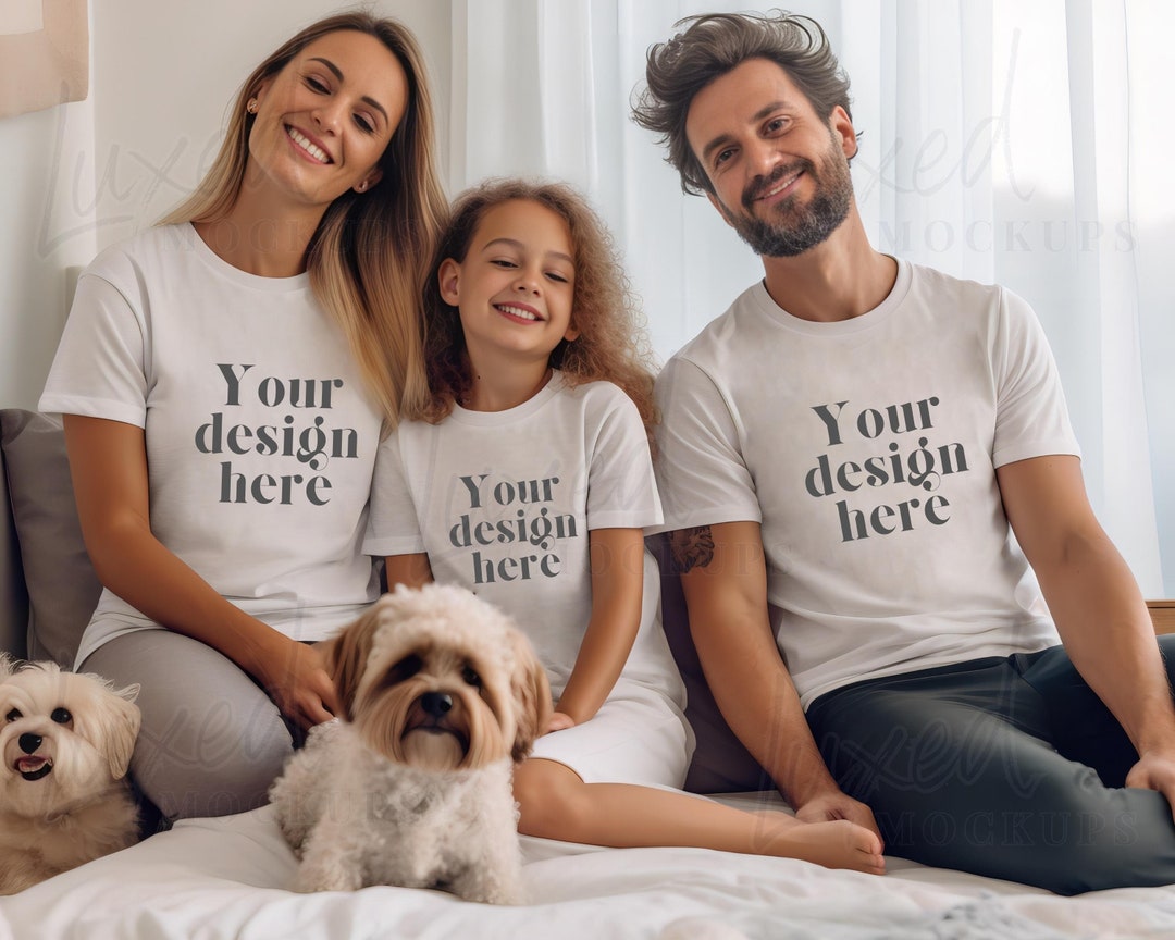 Family Mockup, Family Model Mockup, Bella Canvas 3001 and 3001T White ...