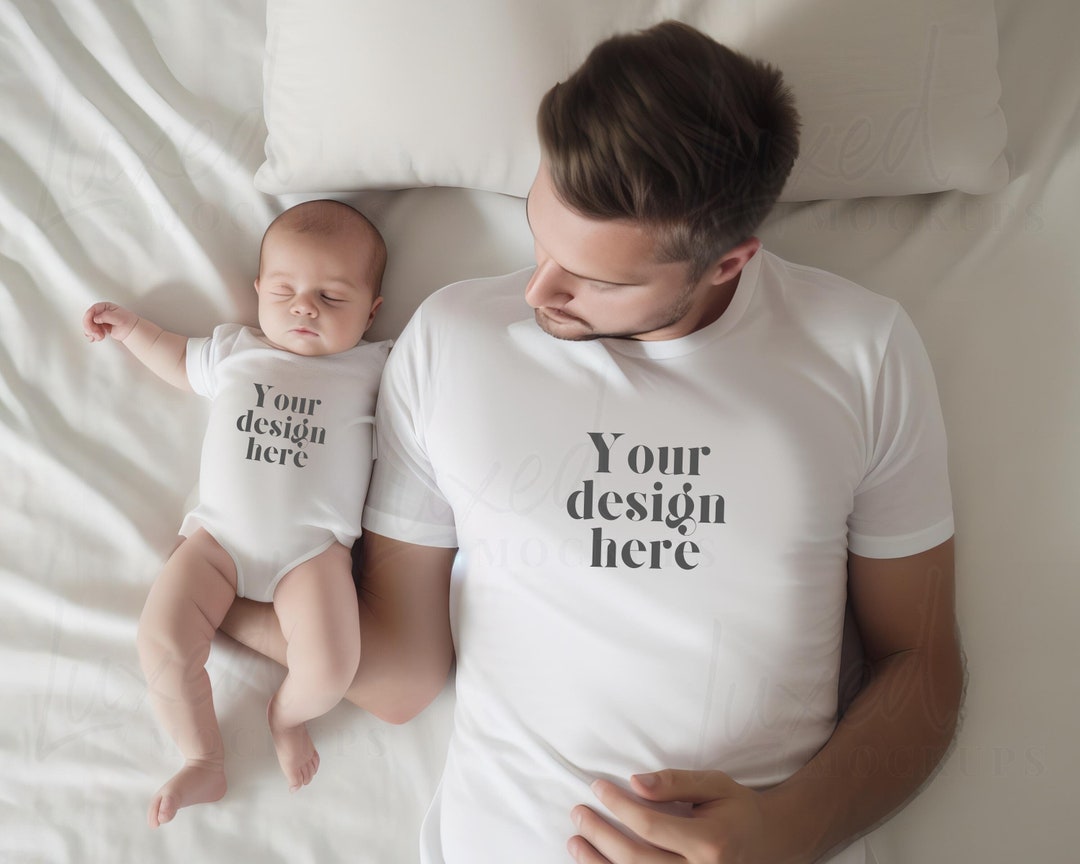 Daddy and Me White T-shirt Mockup Models | Father Baby Shirt | Daddy ...