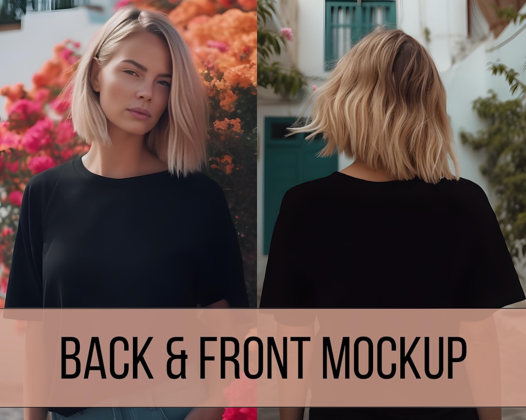 Front Back Mockup 3001, Front and Back Bella Canvas 3001 Black Mockup ...
