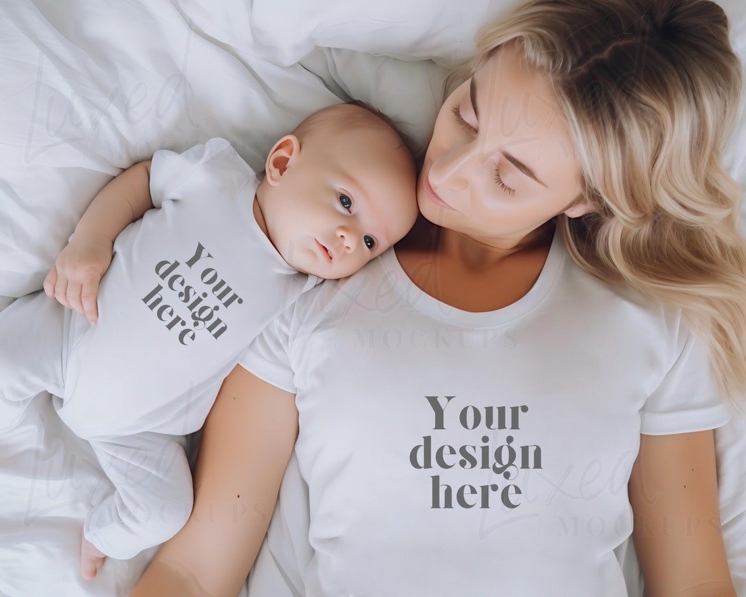 Mommy and Me White T-shirt Mockup Models | Mother Baby Shirt | Toddler ...