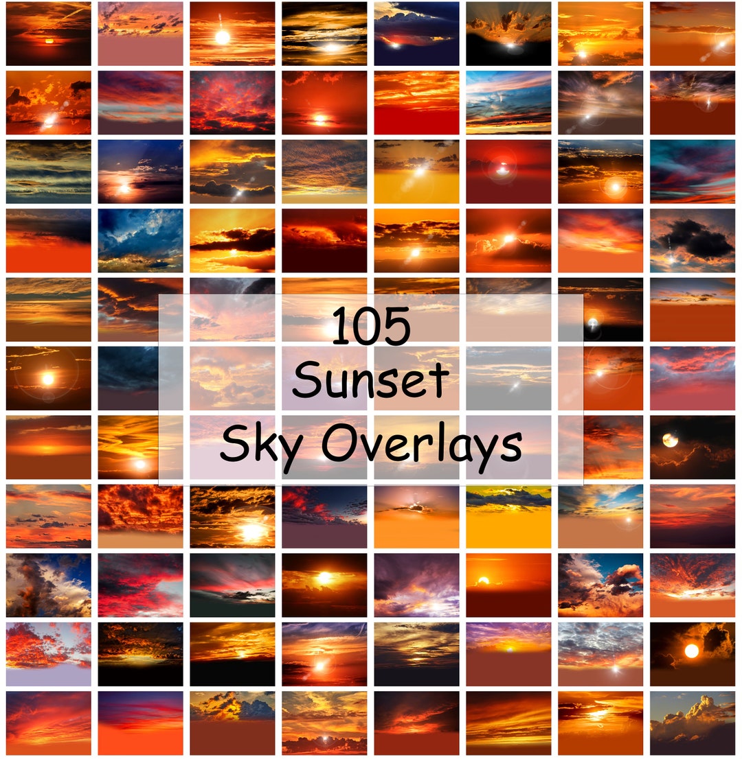105 Sky Sunset Overlays; Sunset Dusk Photoshop Overlays, Photo Edit ...