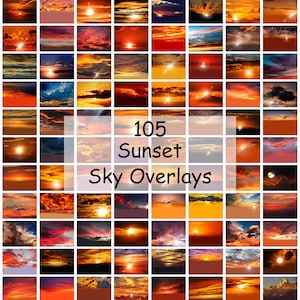 105 Sky Sunset Overlays; Sunset Dusk Photoshop Overlays, Photo Edit ...