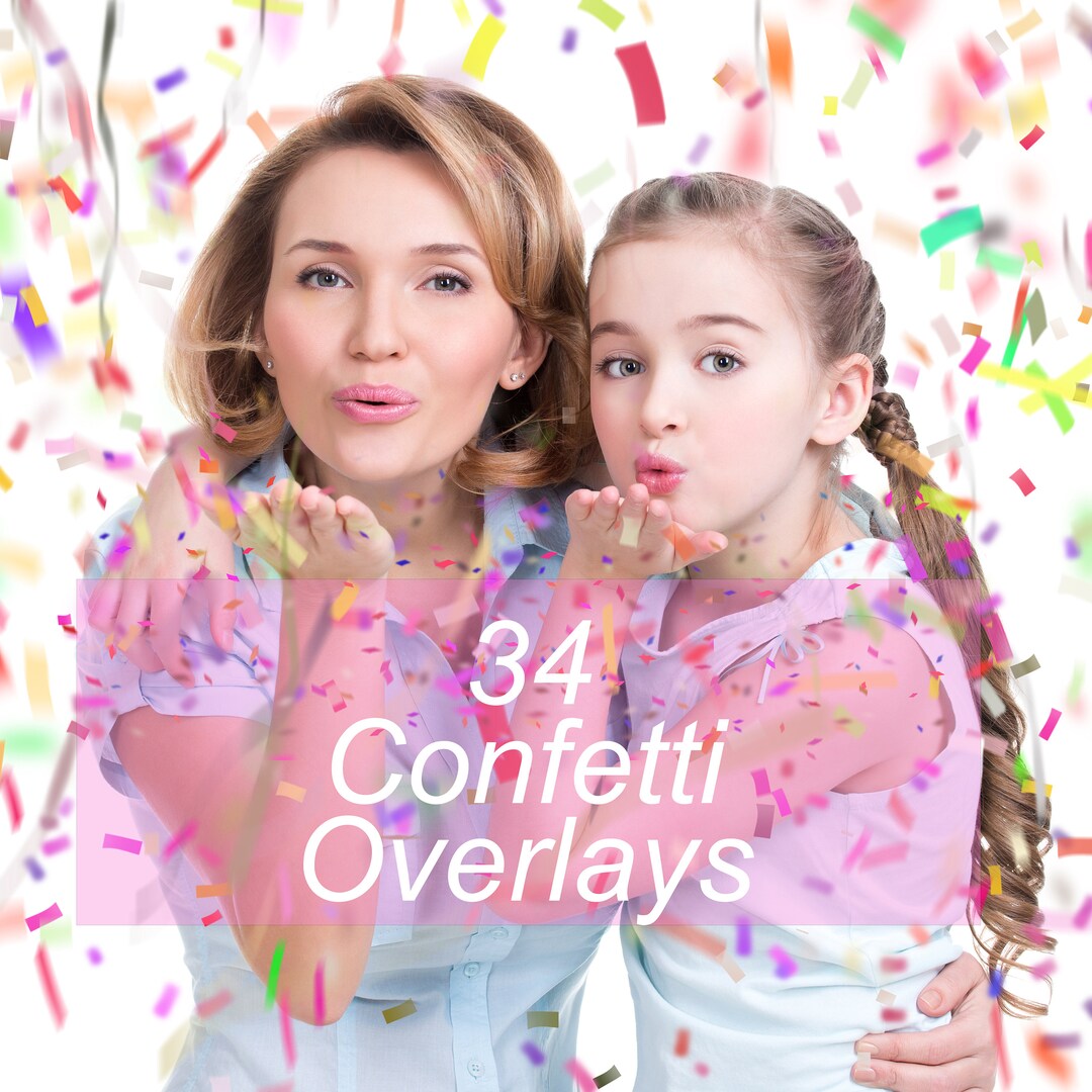 34 Confetti Photo Overlays for Photoshop, Confetti PNG, Falling ...