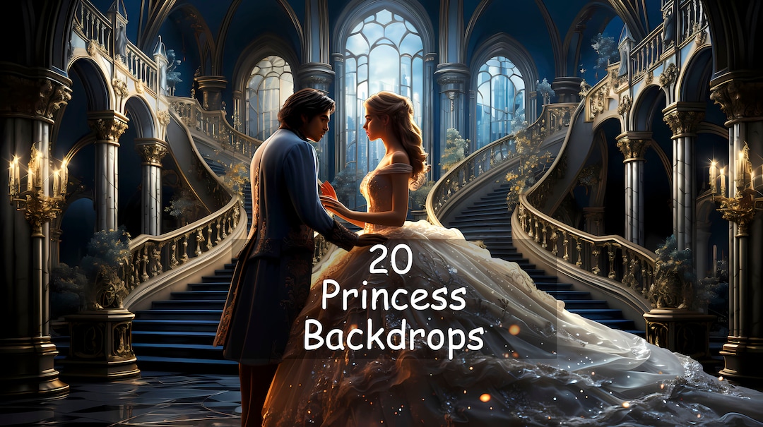 20 HD Blue Princess Digital Backdrops Cinderella Fan Inspired Digital ...