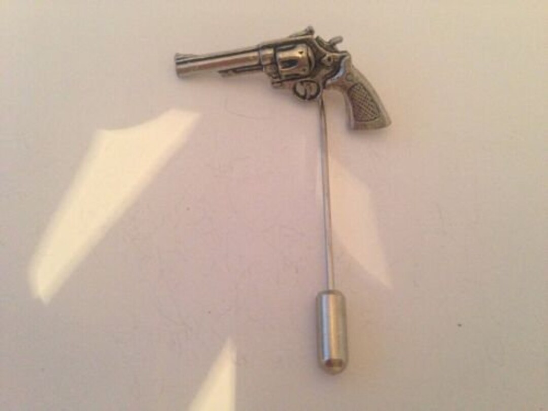 G12 Modern Revolver Fine English Pewter on a Very Strong Tie Stick Pin ...