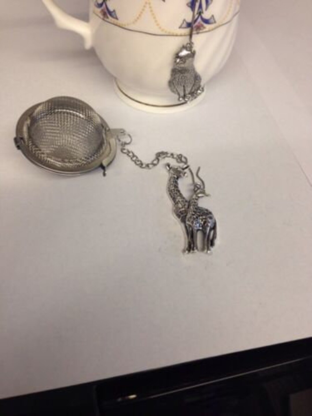 Giraffe Family Tib Pewter on a Tea Leaf Infuser Stainless Steel Sphere ...