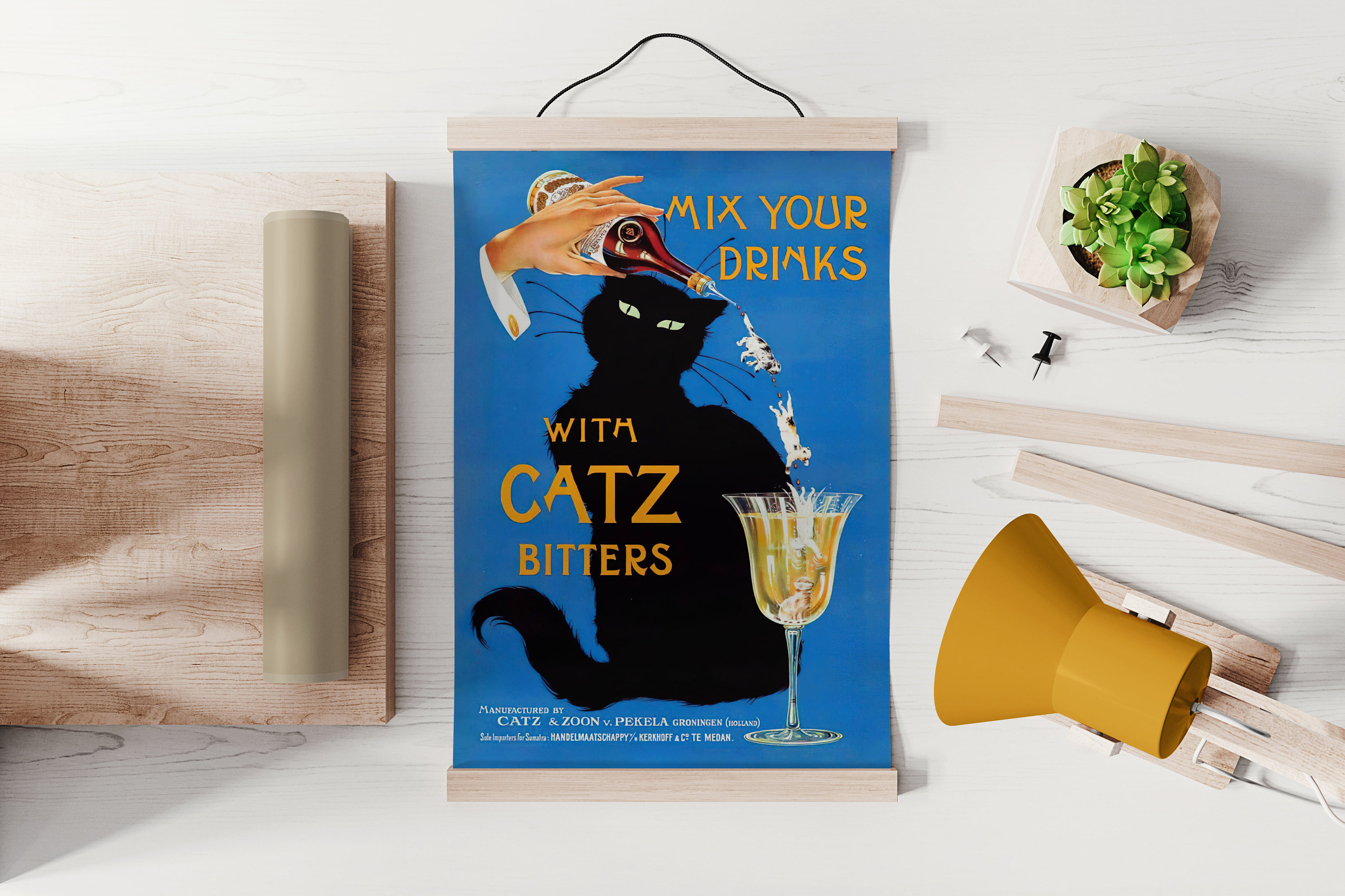 Catz Bitters Poster: Vintage Black Cat Bar Art - Etsy