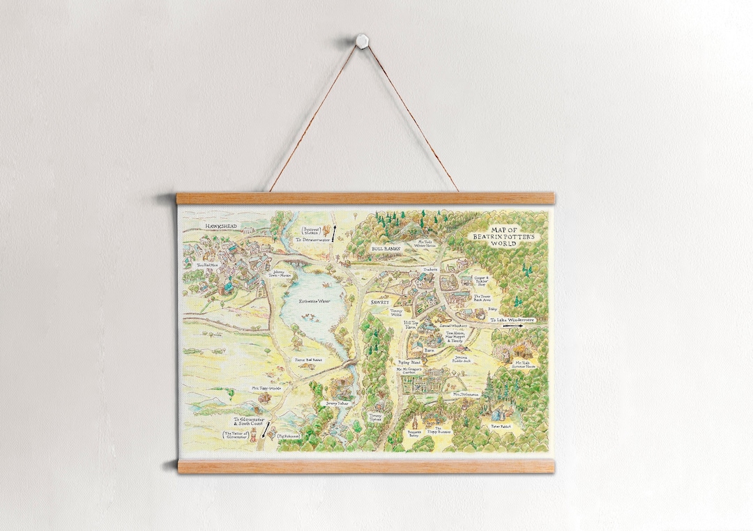 Peter Rabbit Watercolor Hanging Map - Kids Room Wall Decor - Nusery ...