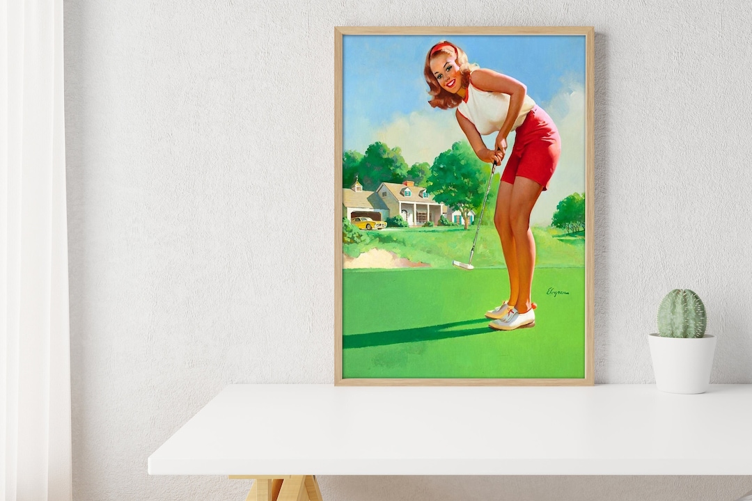 Gil Elvgren Playing Golf Retro Golf Girl Art Golf Gift Ready to Hang ...
