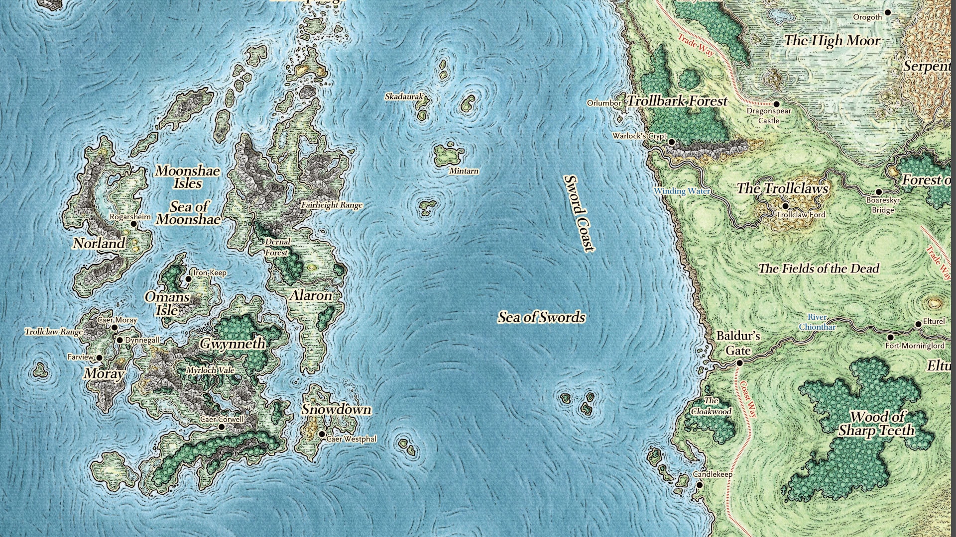 Sword Coast Map Dungeons & Dragons Map Poster Forgotten - Etsy UK
