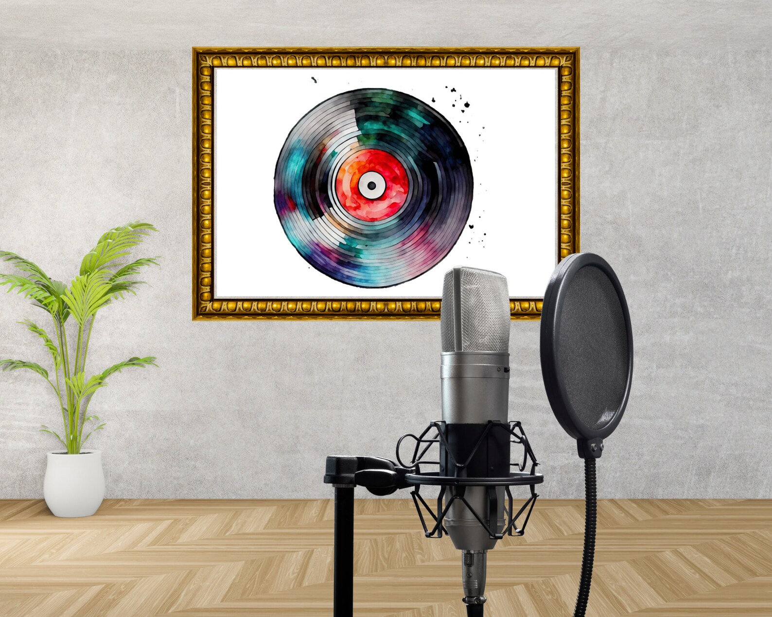 Vinyl Record Digital Retro Wall Art Poster Print Vibrant Color Splash ...