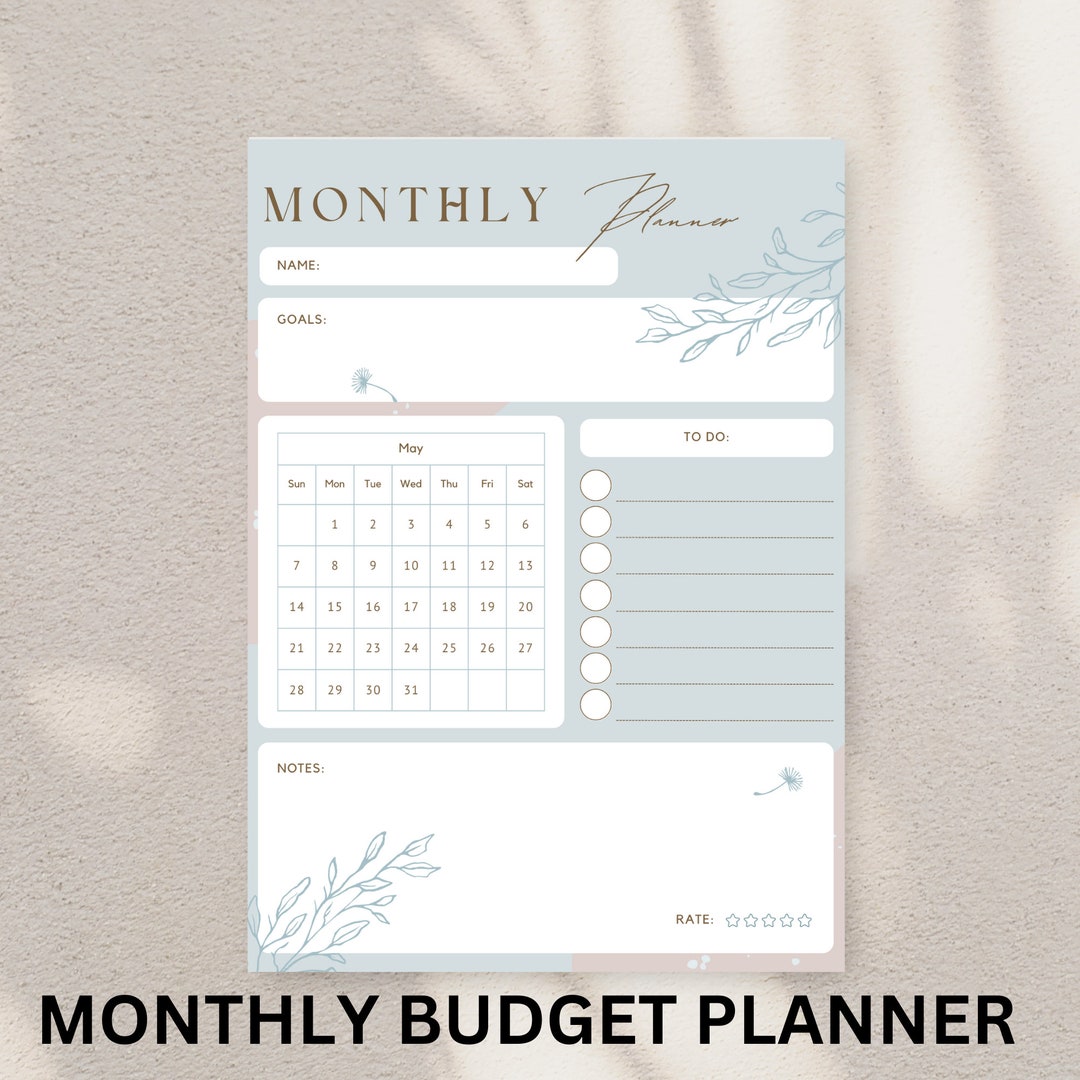Monthly Budget Planner Printable Financial Journal Monthly Budget Sheet ...