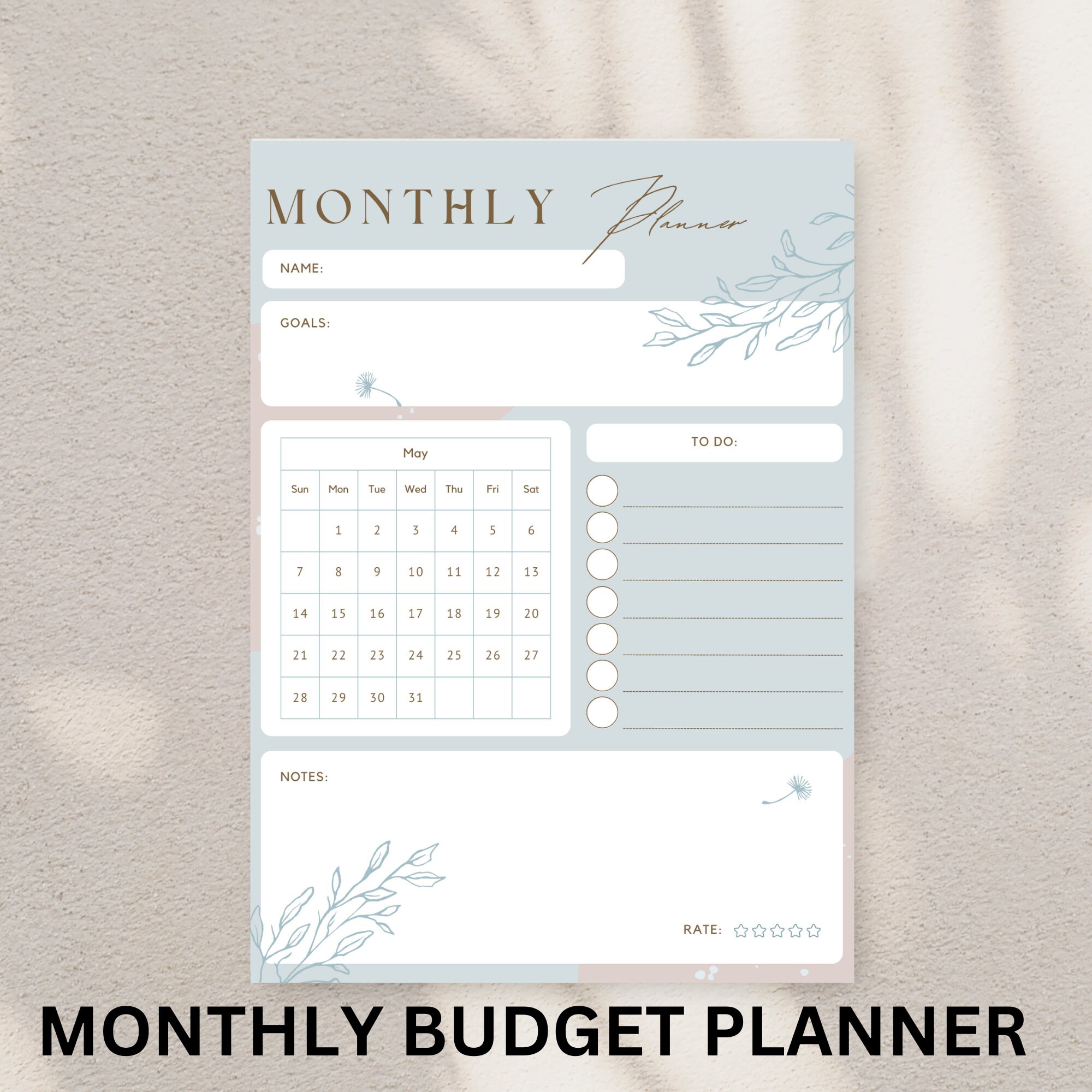 Monthly Budget Planner Printable Financial Journal Monthly Budget Sheet ...