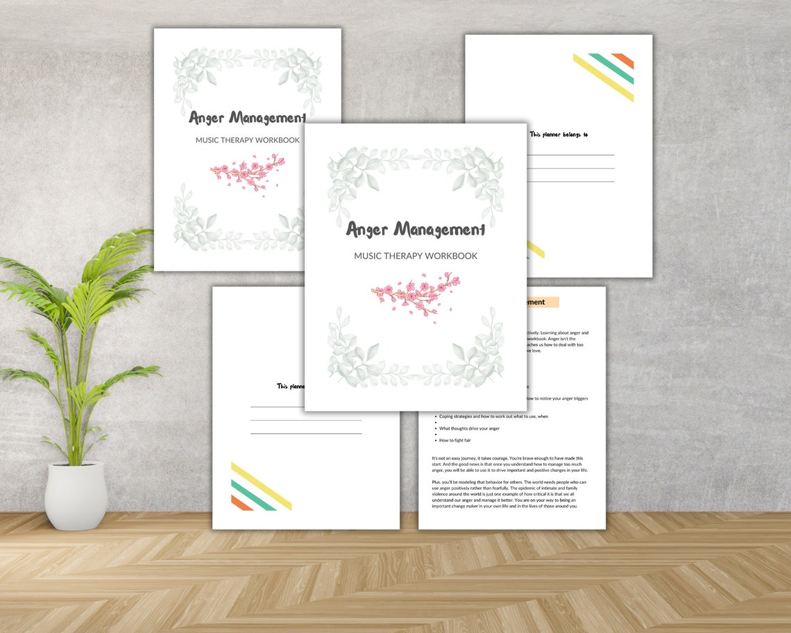 Anger Management Workbook, Printable Music Therapy Template Emotion ...