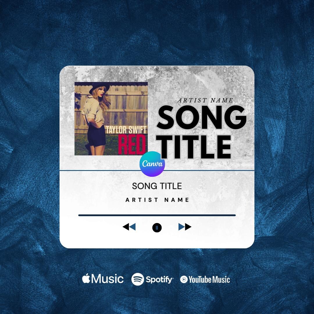 Minimalist Deep Blue Song Template - Instagram Post - Spotify & Youtube ...