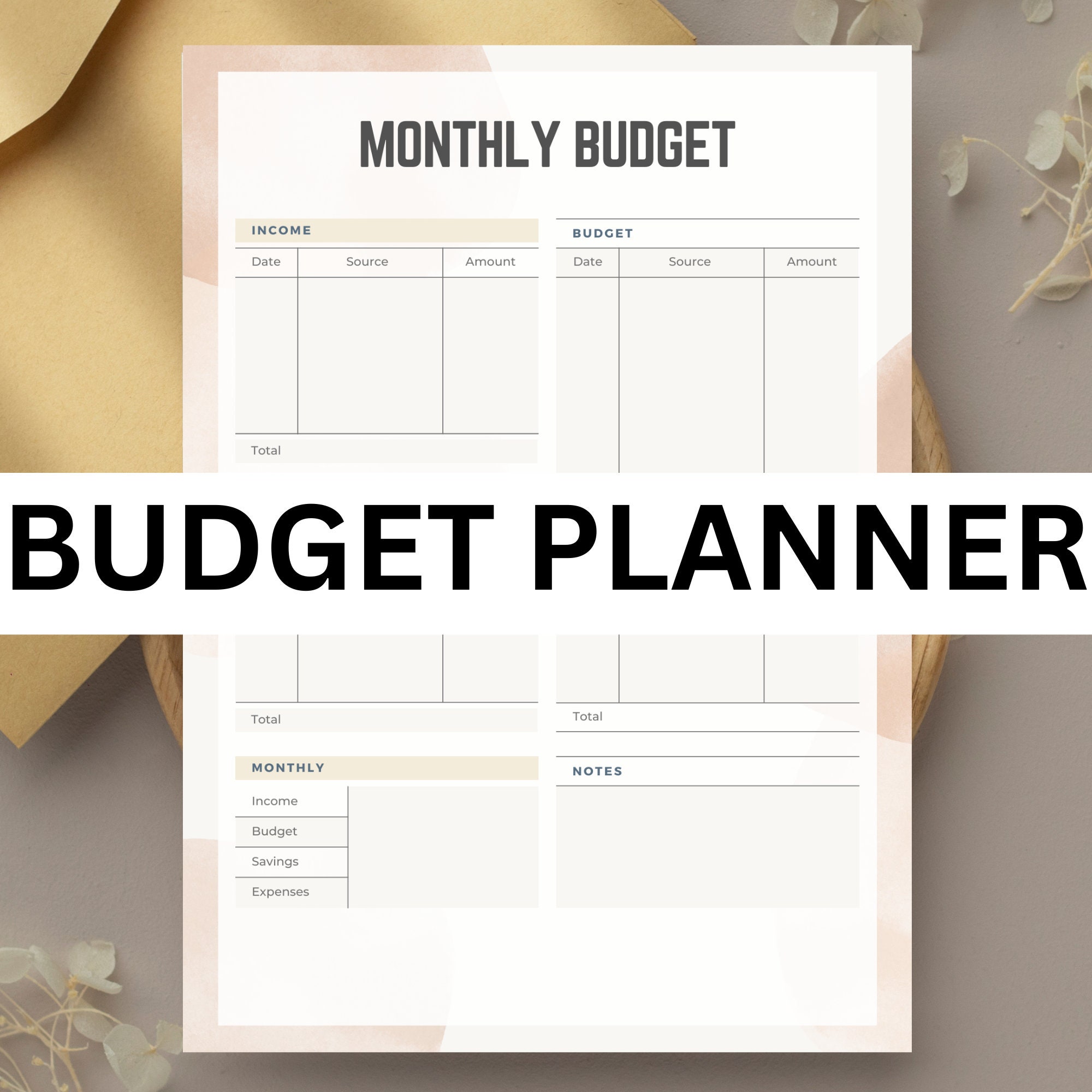 Monthly Budget Planner Printable Expense Tracker Budget Tracker Savings ...