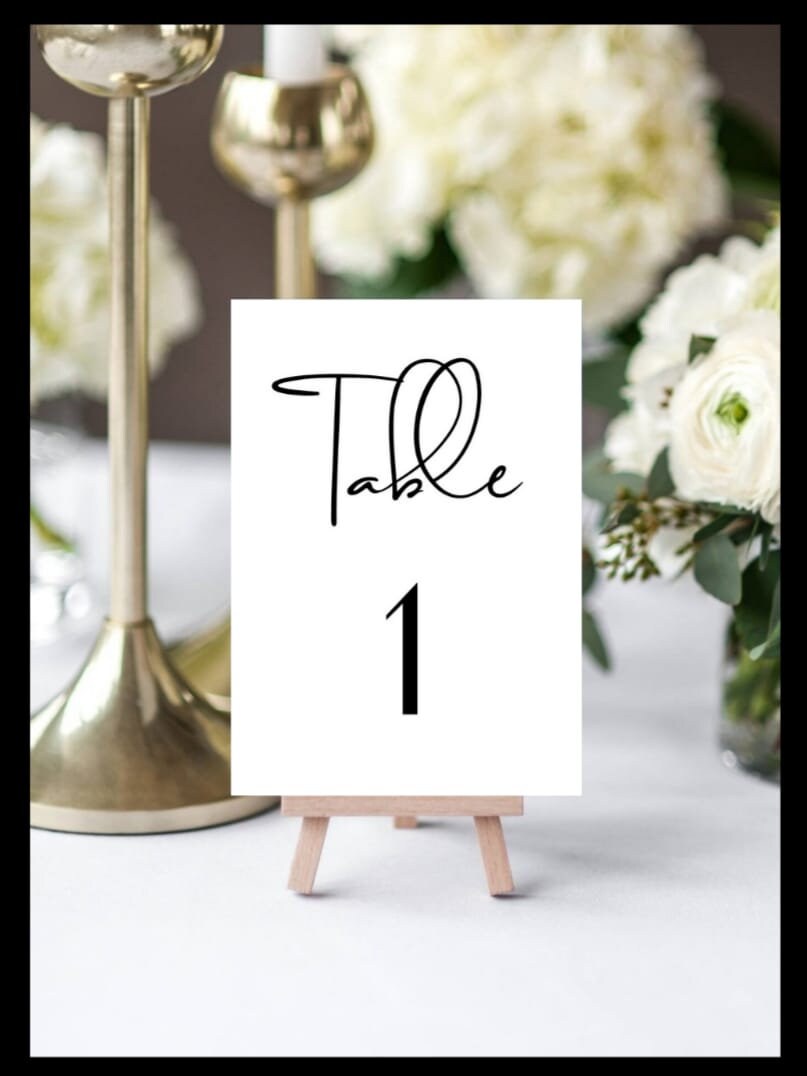 Wedding Table Numbers, Printable Table Numbers, Table 1-50 Top Table ...