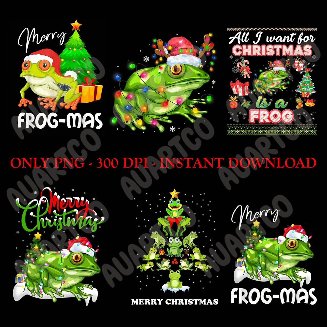 Christmas Frog Png Bundle Sublimation Design, Merry Frogmas Png, Frog ...