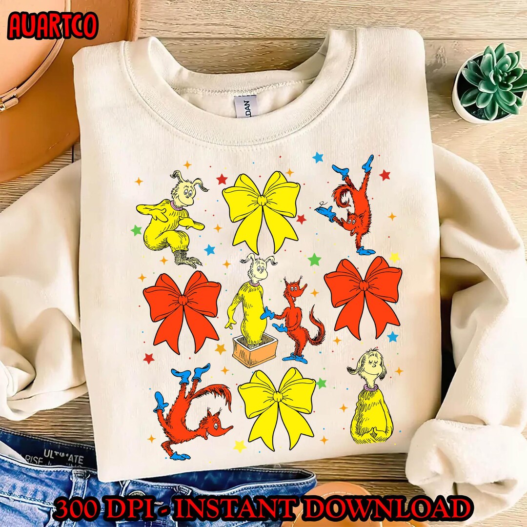 Fox in Socks Coquette Bow Dr Seuss Day Png, Read Across America Png ...