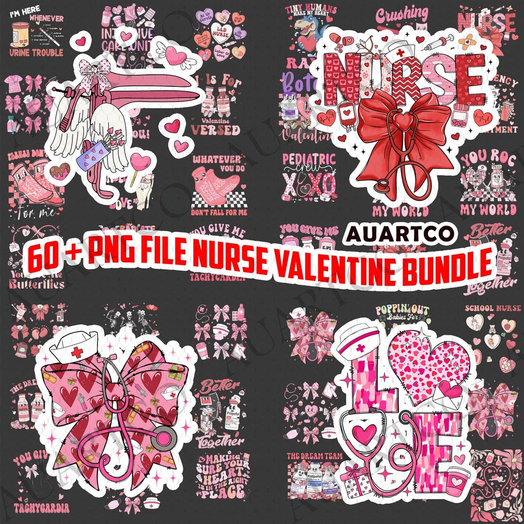 60 Nurse Valentine Png Bundle, Valentine's Day Png, Pink Valentine ...
