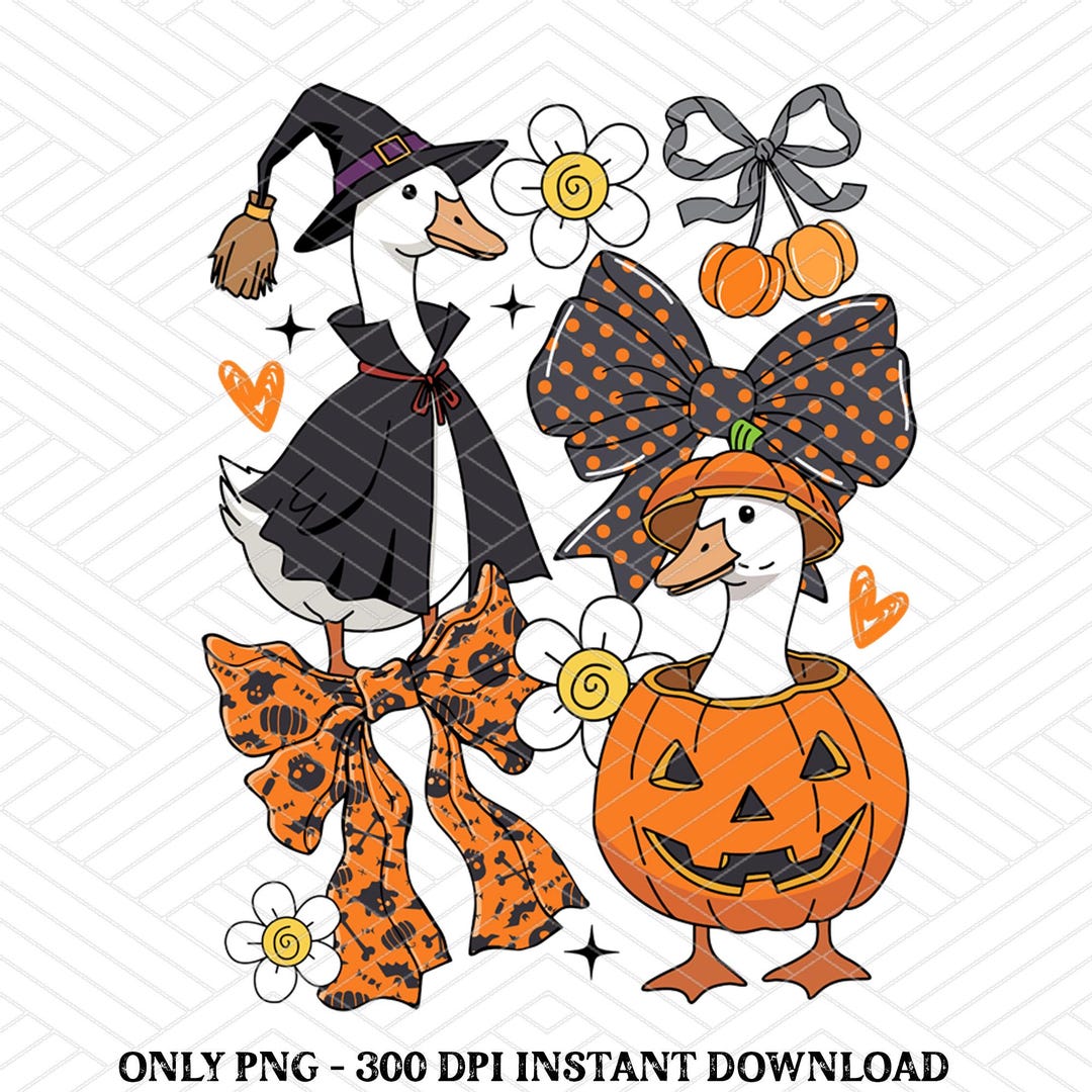 Spooky Halloween Goose Png, Halloween Coquette Png, Girly Fall Goose ...
