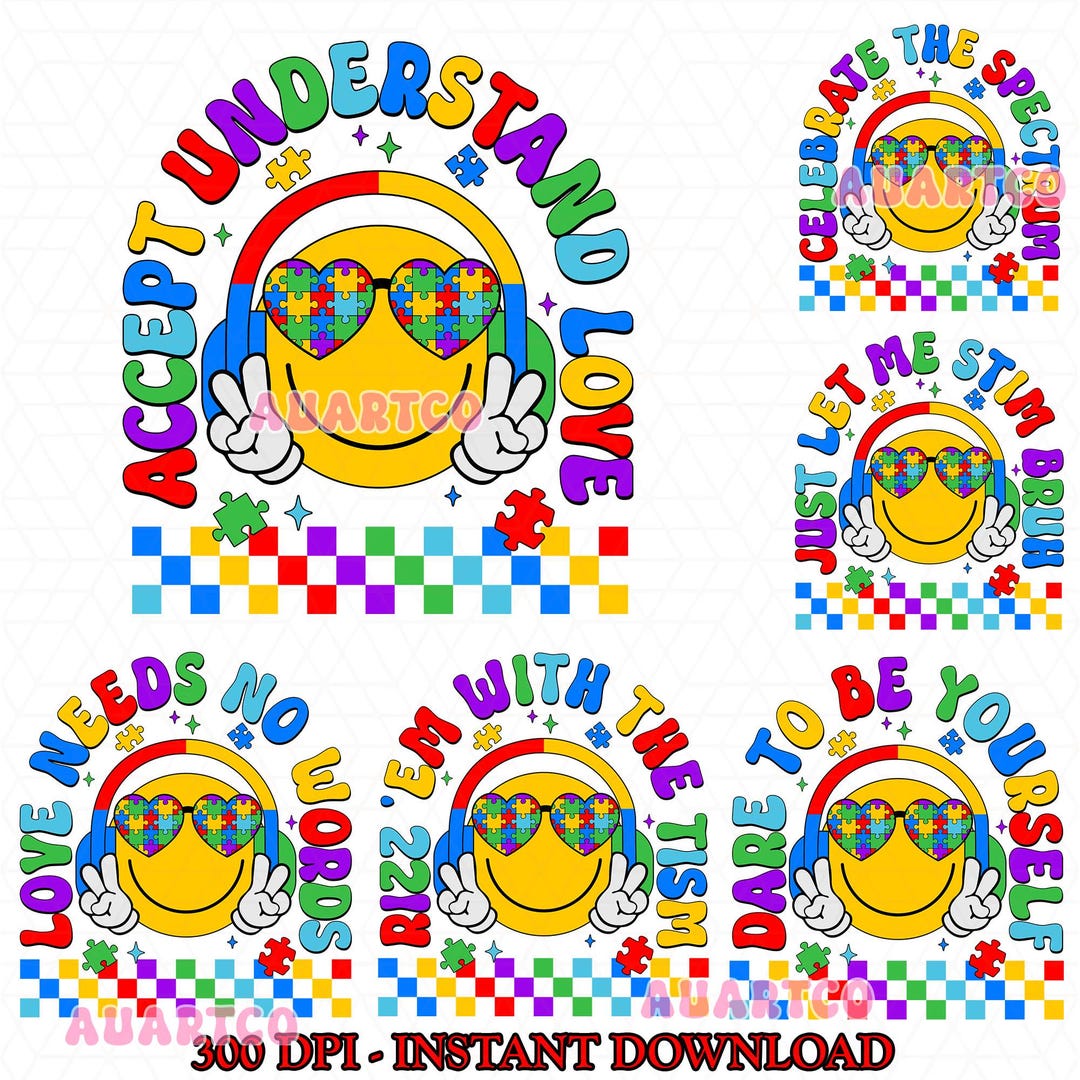 6+ Autism Png Bundle, Autism Png, Autism Awareness Smile Face Png ...